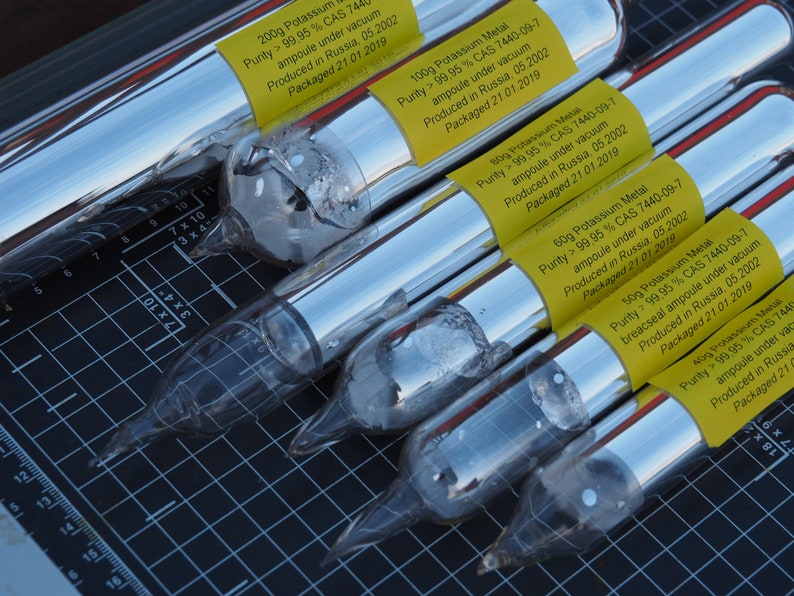 Rare Pure Potassium Metal Alkali Element Kalium Glass Ampoules in ...