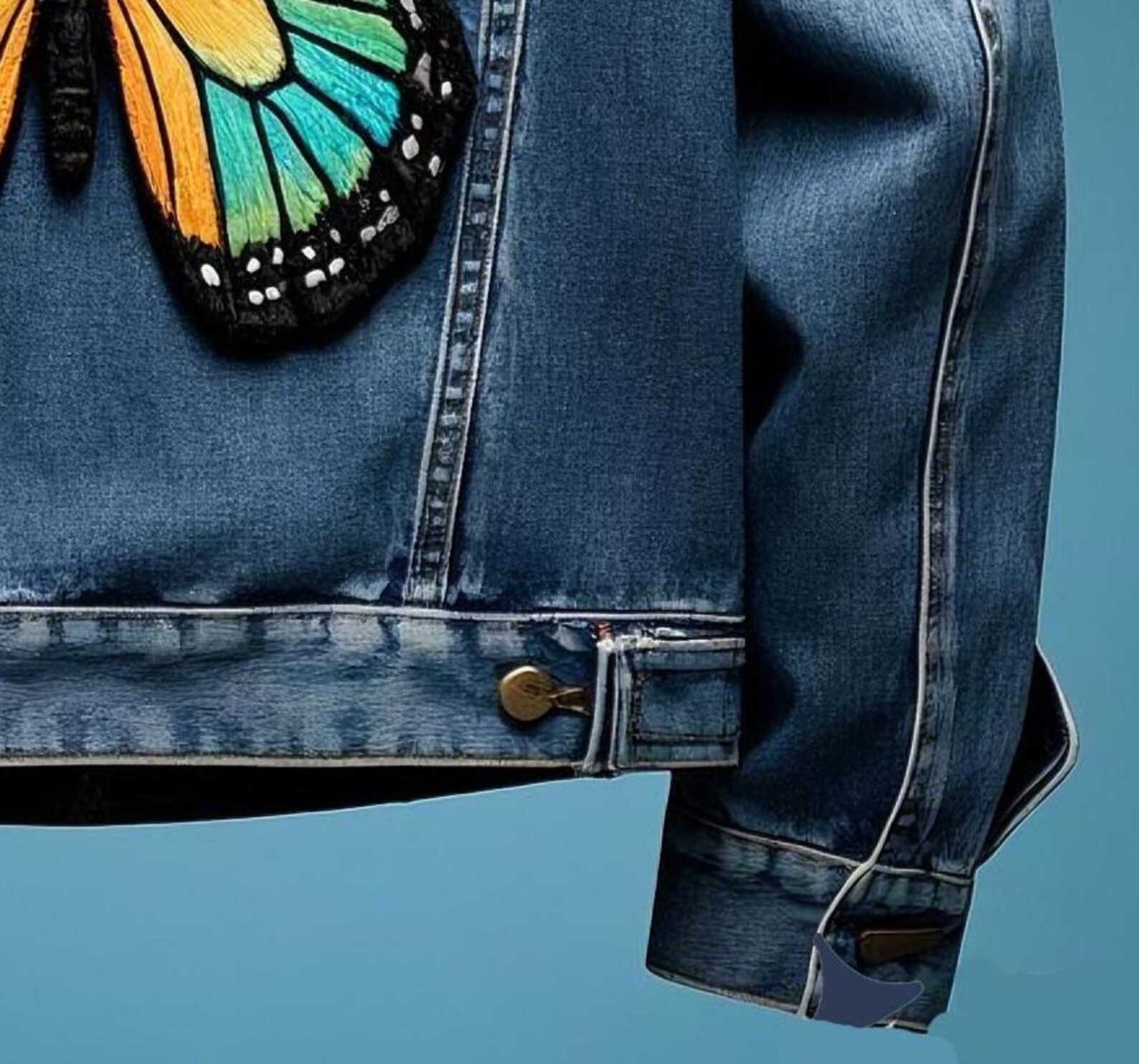 Denim Jacket With Embroidery Big Butterfly, Make to Order,gift for Her ...