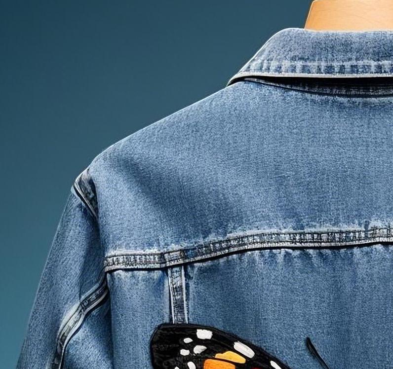 Denim Jacket With Embroidery Big Butterfly, Make to Order,gift for Her ...