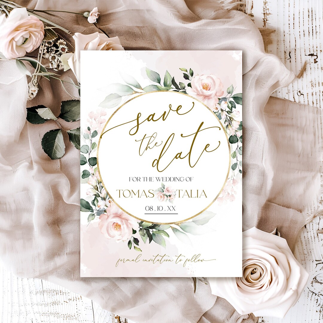 Blush Pink Save the Date, Soft Pink Printable Save the Date, Pink ...