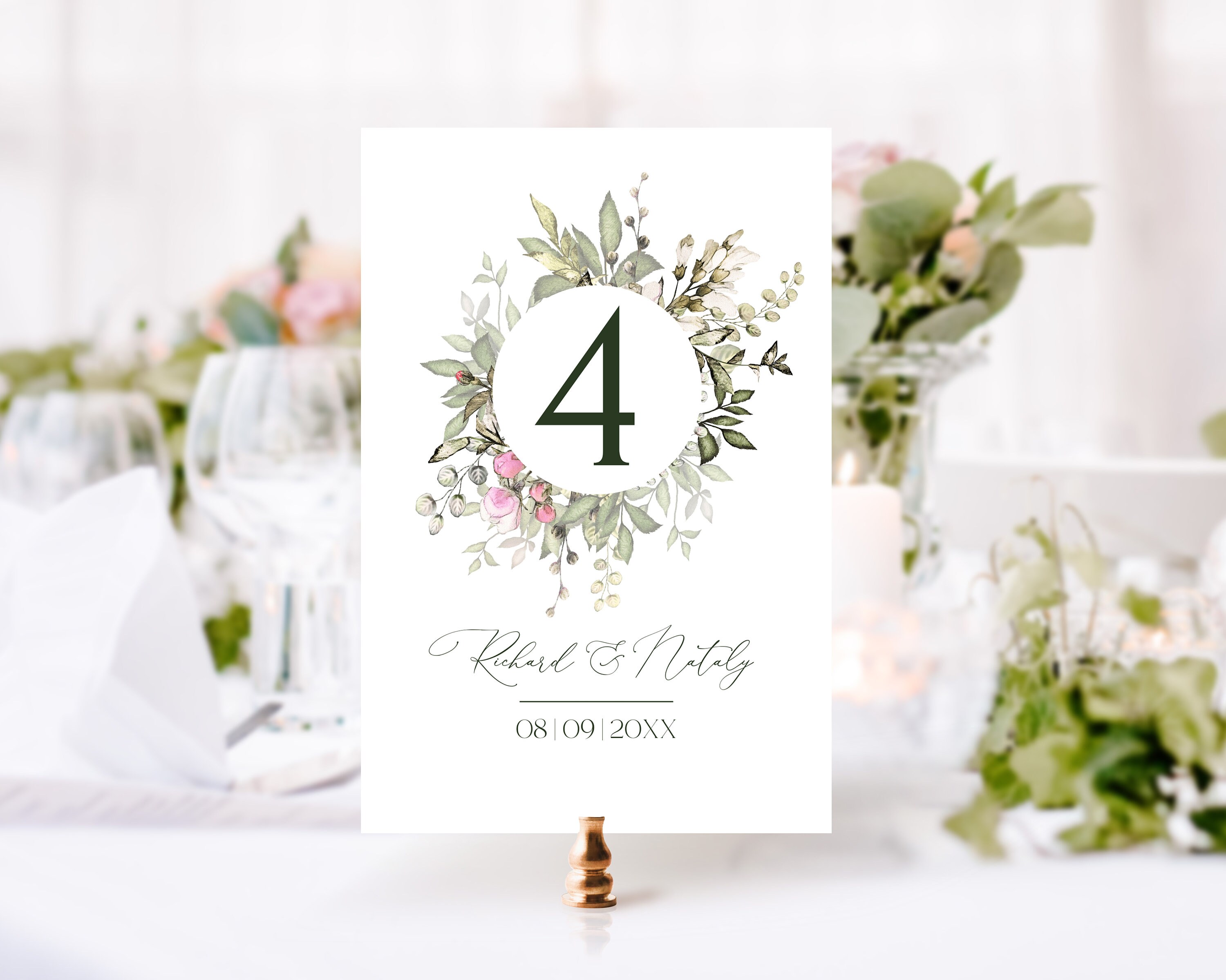 Blush Pink Table Numbers Template, Printable Blush Pink Wedding Table ...