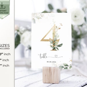 Sage Table Numbers Template, Printable Greenery Wedding Table Numbers ...