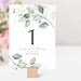 Sage Green Table Numbers Template | Printable Greenery Gold Wedding ...
