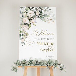 Floral Wedding Welcome Sign: White Flowers, Editable Template - Etsy