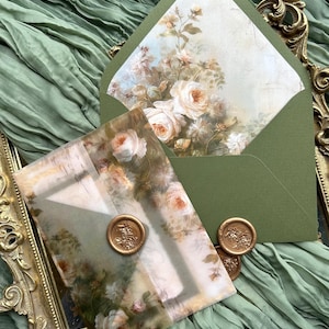 Luxury Wedding Invitation Set Handmade Cotton Paper Gold Deckled Edge ...
