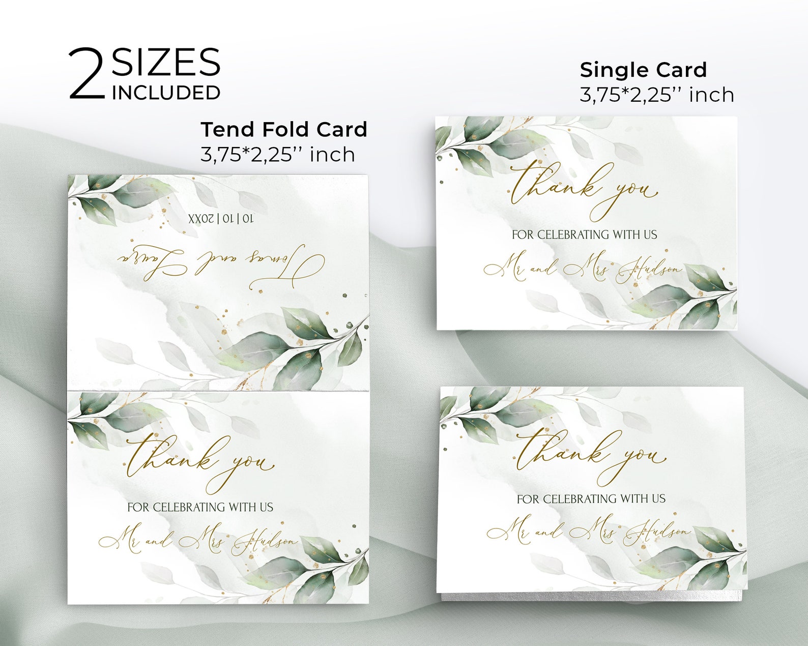 Eucalyptus Thank You Card Template: Sage Green Wedding DIY (printable ...