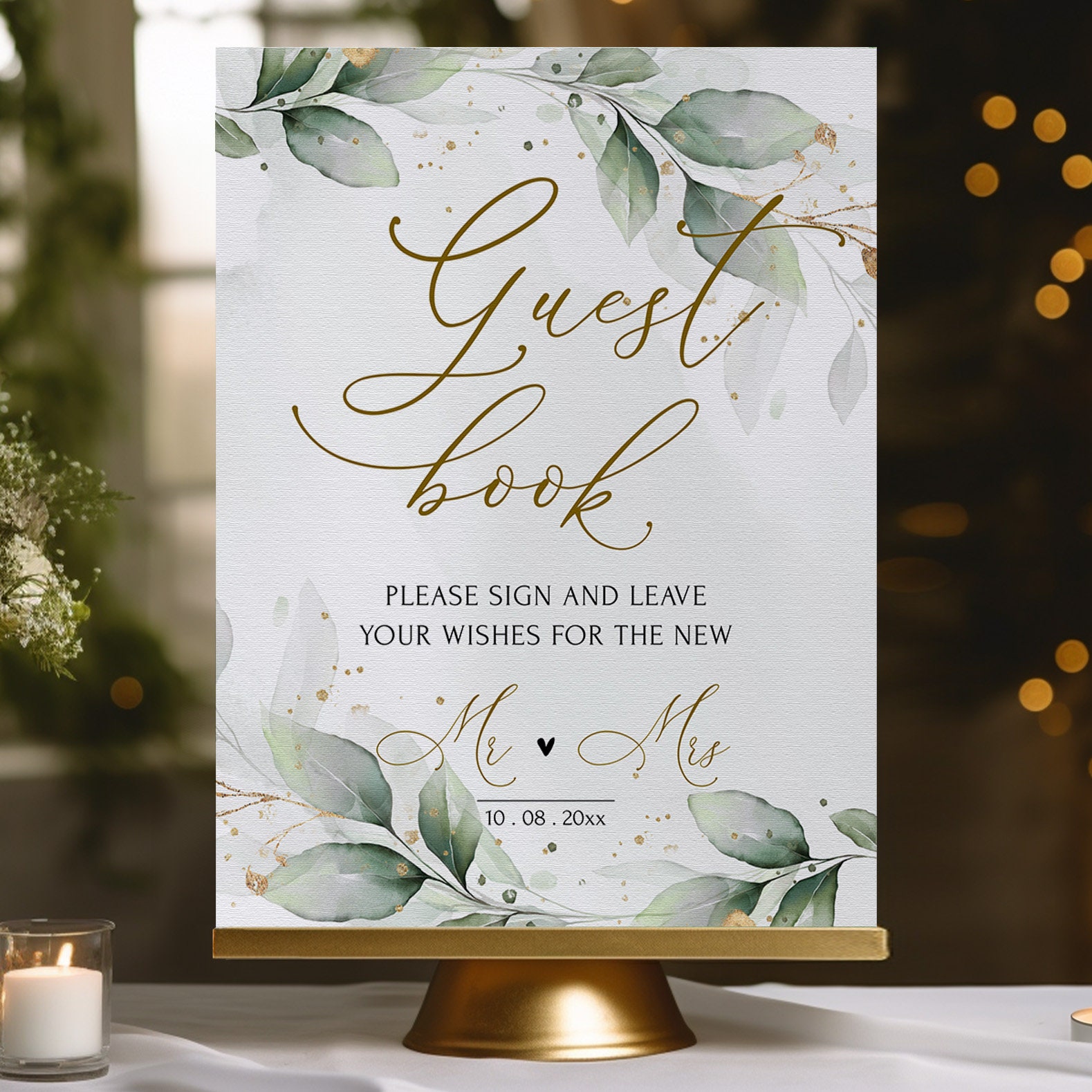 Wedding Guest Book Sign Template Printable Eucalyptus - Etsy