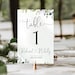 Table Numbers Template, Printable Greenery Wedding Table Numbers Card ...