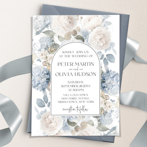Dusty Blue Wedding Invitations - Etsy