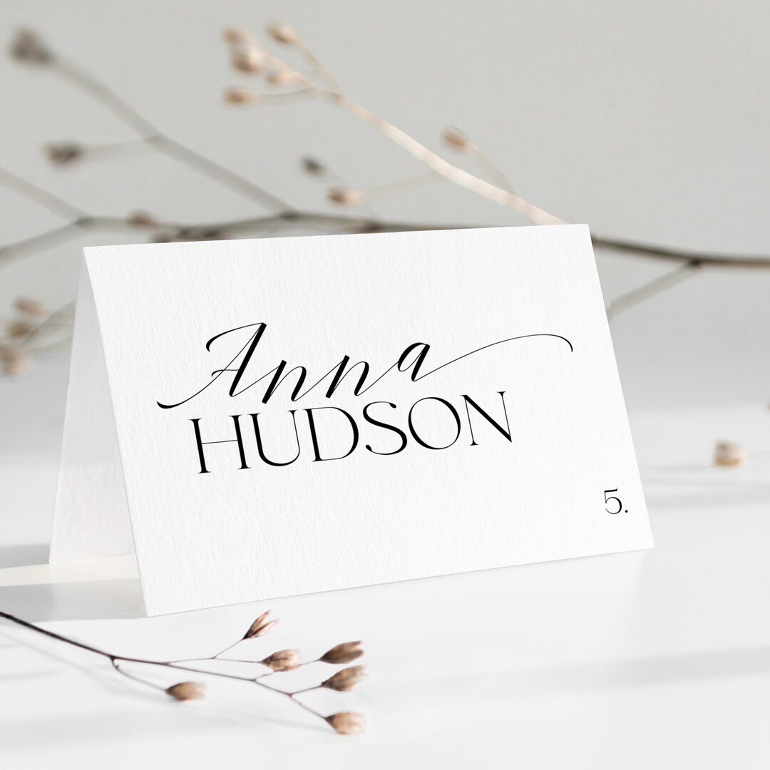 Modern Place Card Template, Minimalist Wedding Table Card Download ...