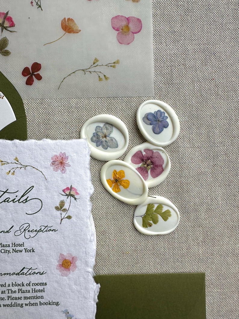 Romantic Wildflowers Wedding Invitation Suite on 100% Cotton Handmade ...