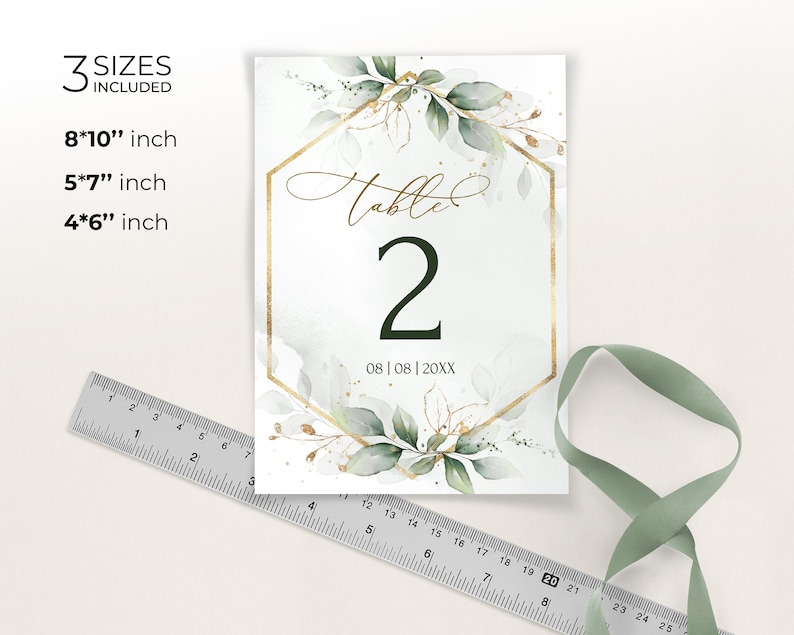 Greenery Table Numbers Template Geometric Printable Greenery - Etsy