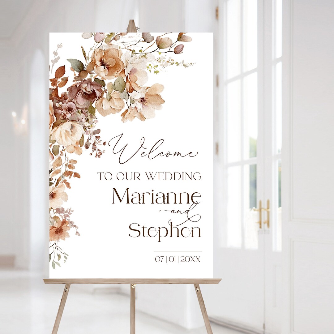 Boho Terracotta Wedding Welcome Sign Bohemian Printable Wedding Welcome ...