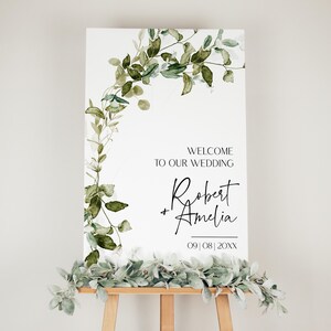 Greenery Wedding Welcome Sign Printable Green Leaves Welcome Poster ...