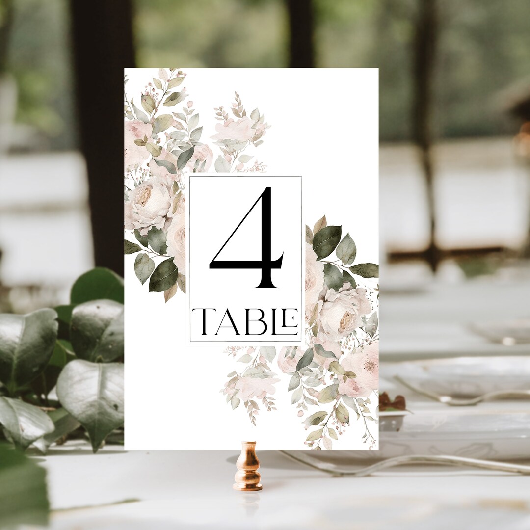 Dusty Pink Table Numbers Template, Printable Soft Pink Wedding Table ...