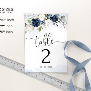 ROYAL Blue Table Numbers Template, Printable Blue Navy Table Numbers ...