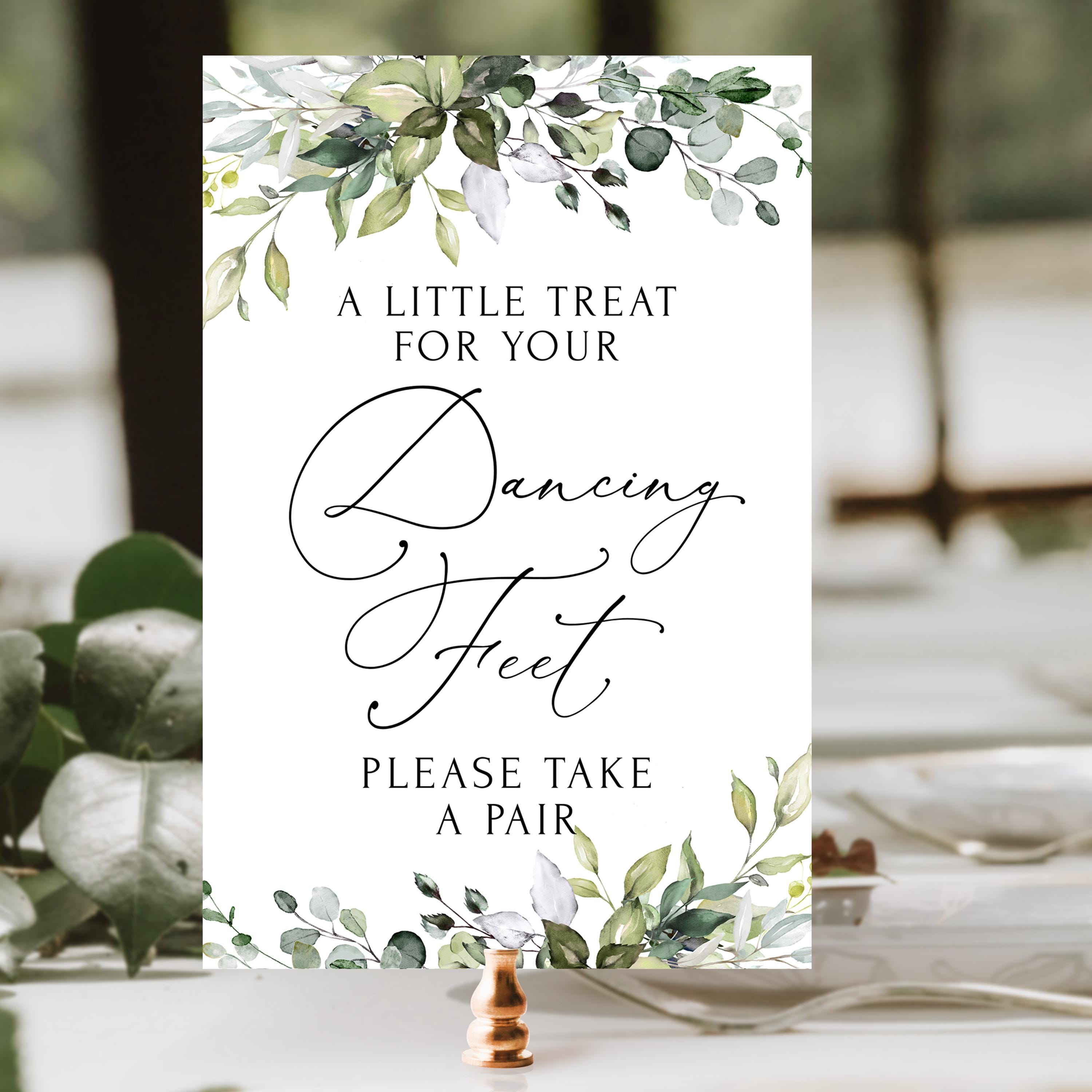 Dancing Feet Wedding Sign Printable: Greenery & Gold (PDF) - Etsy