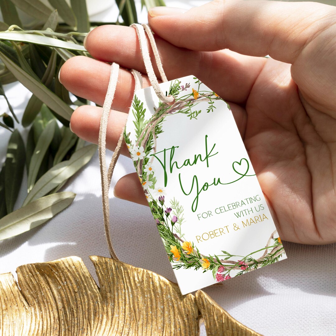 Wildflowers Favors Tag Template, Printable Wildflowers Wedding Thank ...