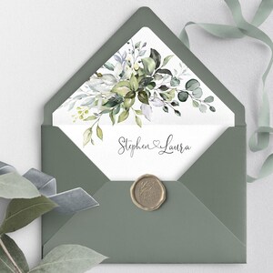 Botanical Envelope Liner Template | Green Eucalyptus Printable Envelope ...