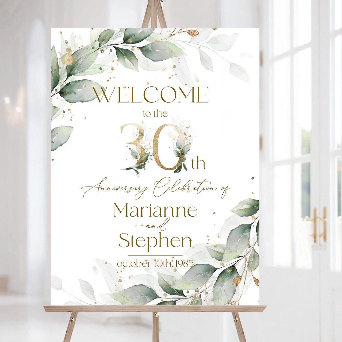 30th Anniversary Welcome Sign Template: Sage Green Printable (digital ...