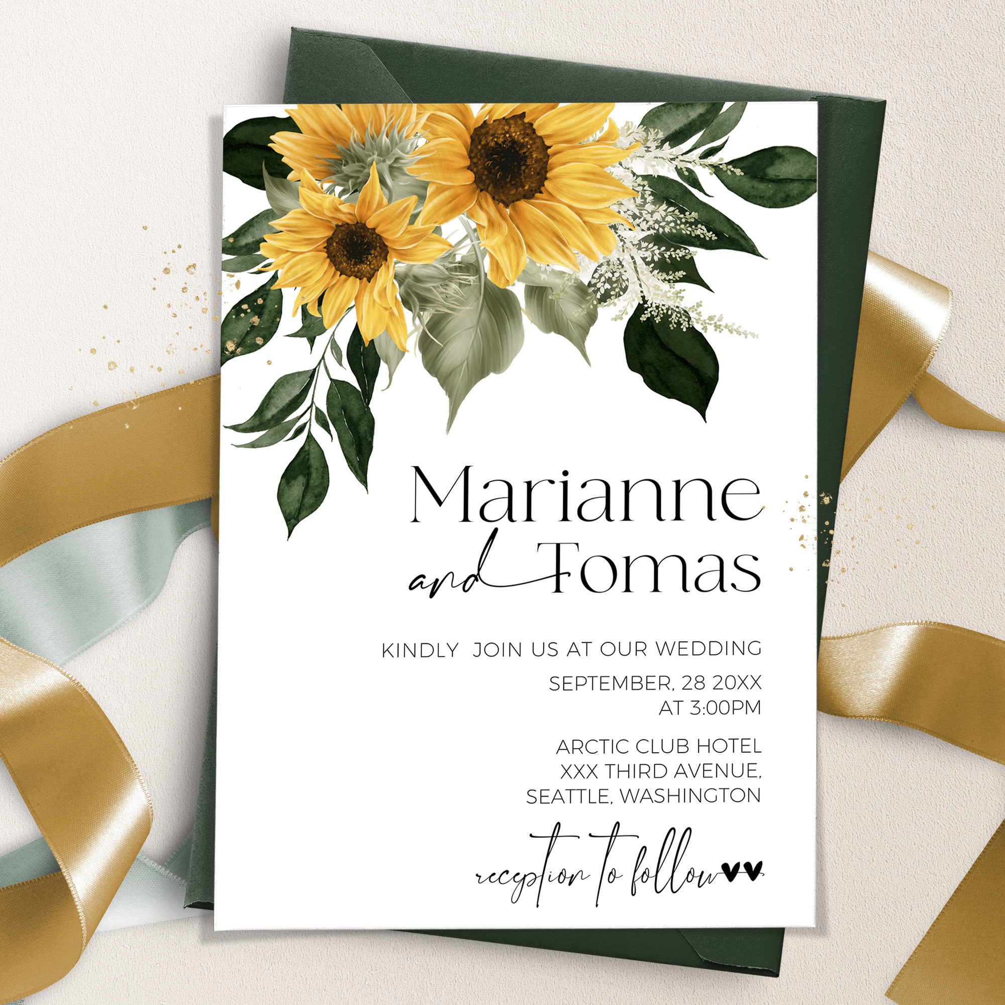 SUNFLOWER Wedding Invitation Template Rustic Printable - Etsy