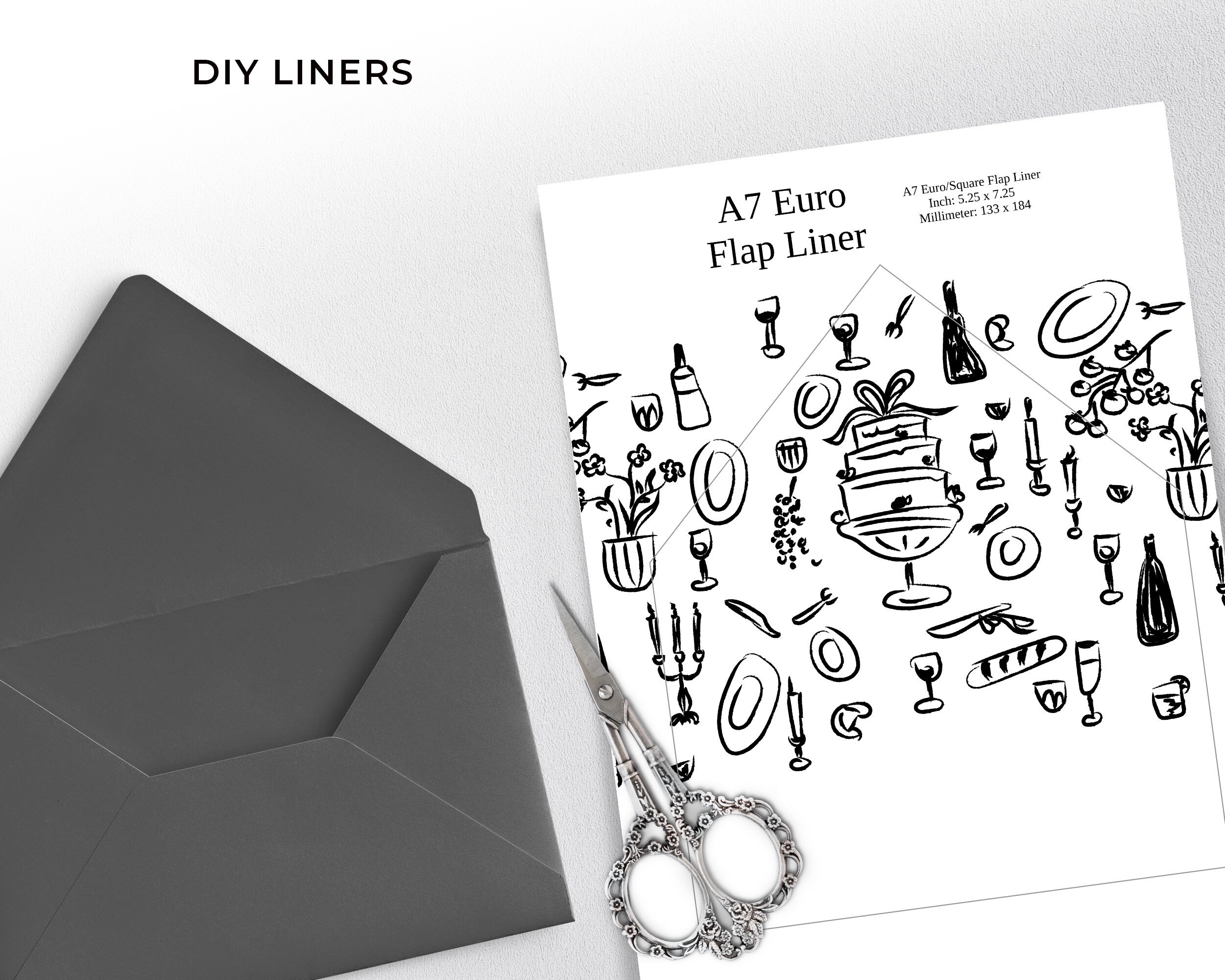 Hand Drawn Envelope Liner Template Hand Drawn Scribble Illustrations ...