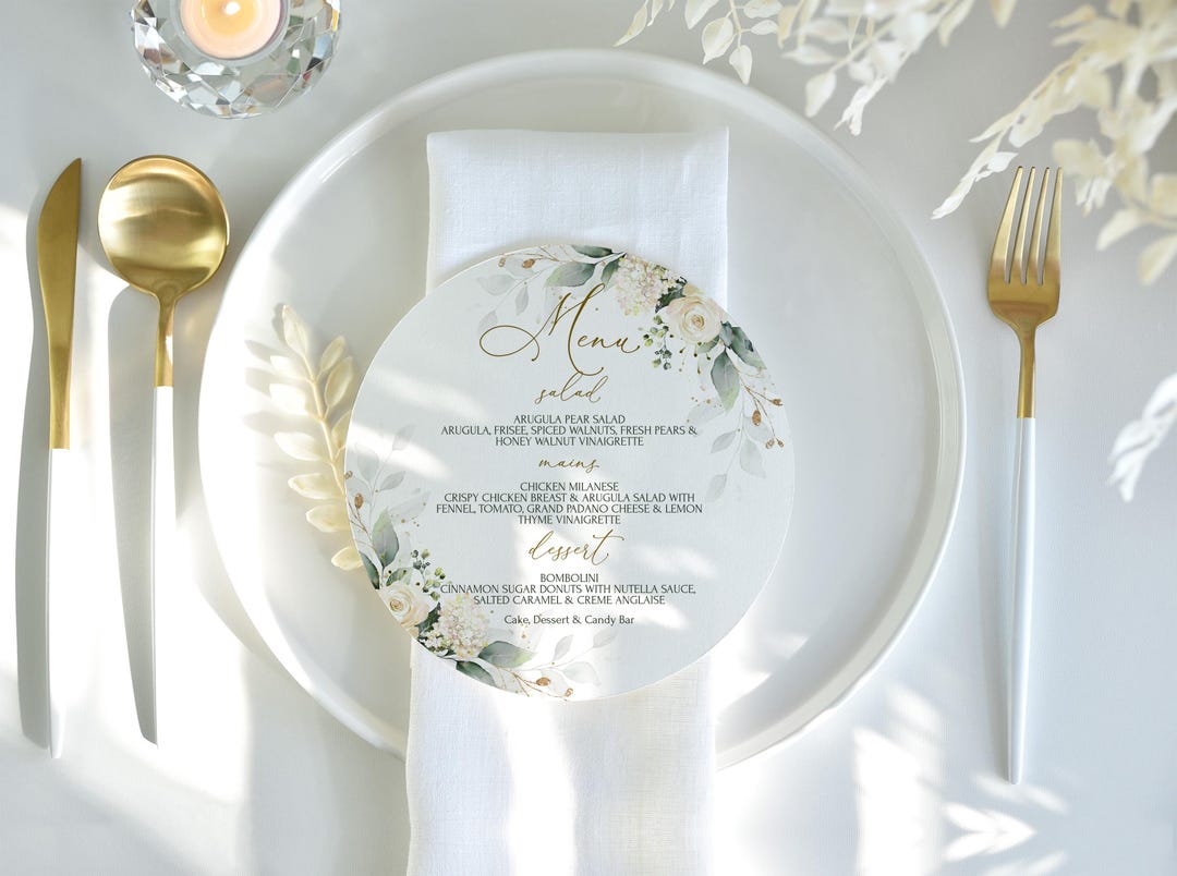 Round Menu Creamy Template Printable Modern Circle Menu Dinner Menu ...