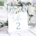 Blue Floral Wedding Table Numbers Template (printable) - Etsy