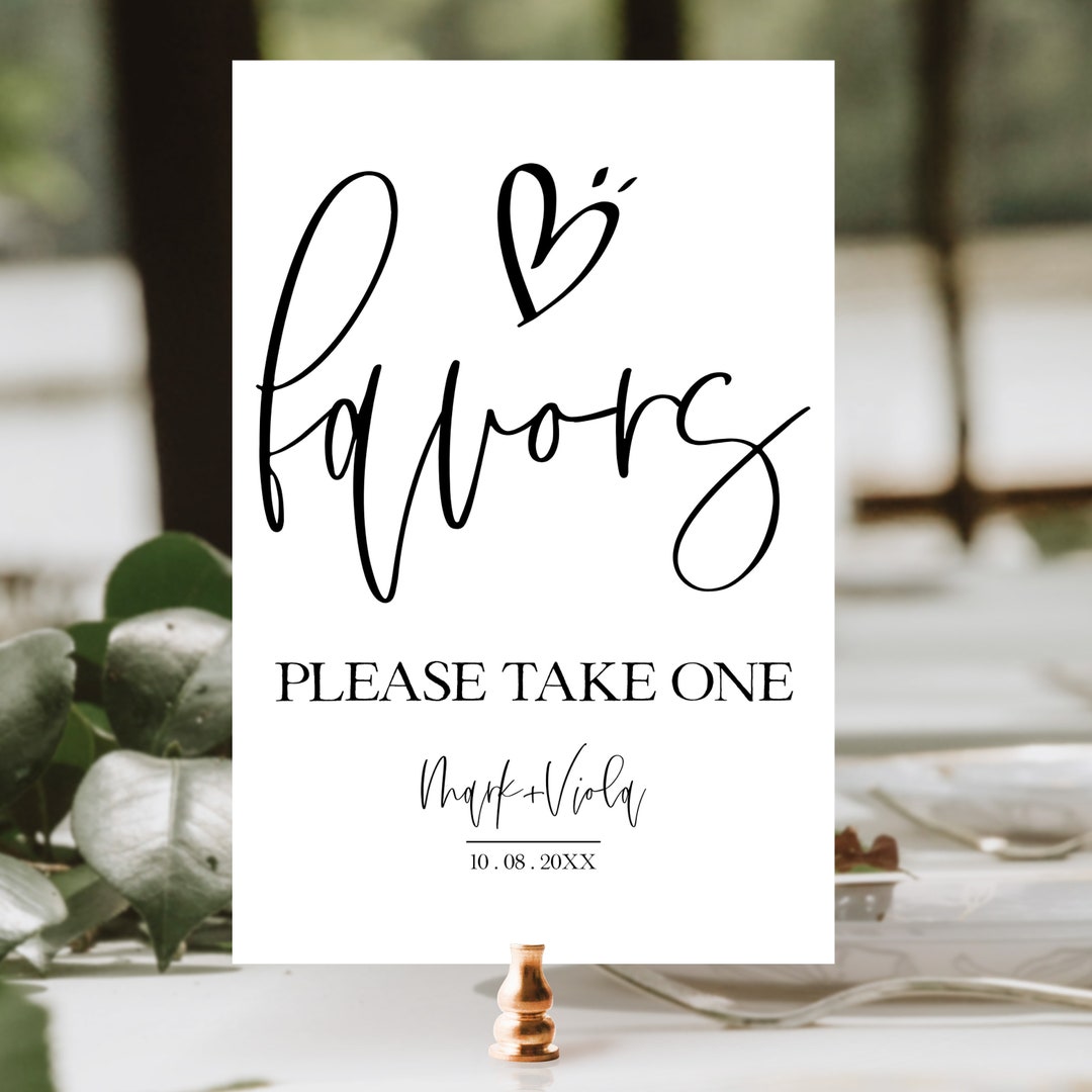 Minimalist Wedding Favors Sign Template | Printable Favors Sign ...