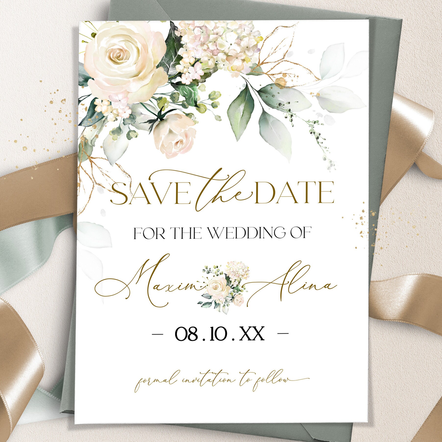 Cream Wedding Invitation MEGA Bundle Printable Ivory Rose Wedding ...