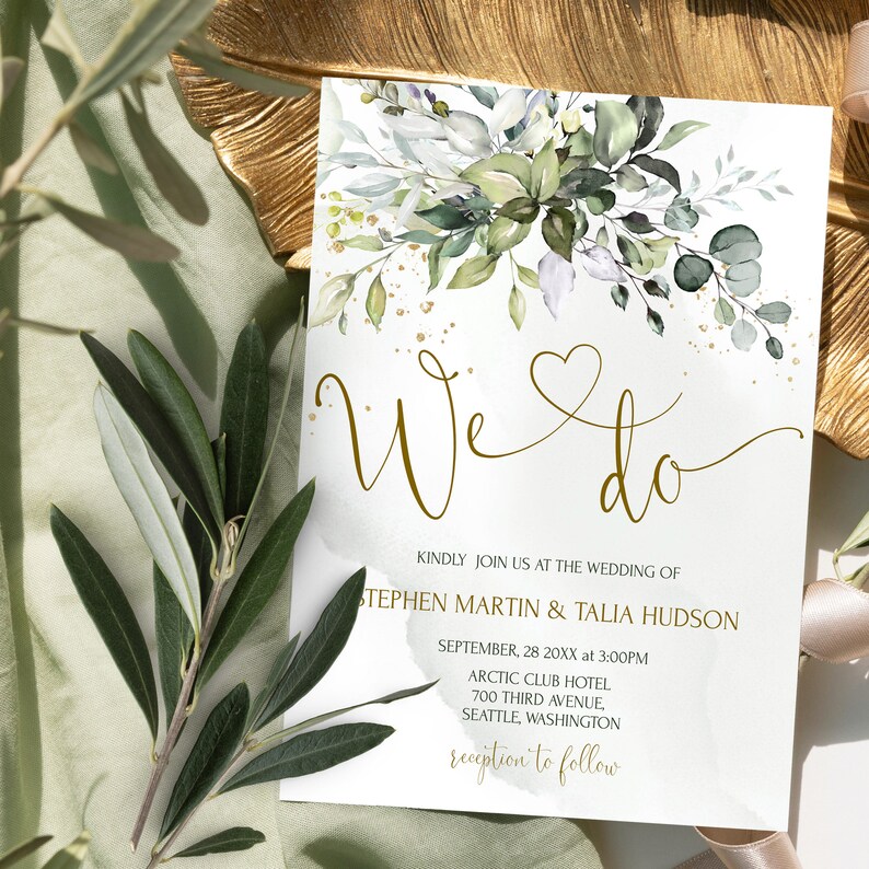 Eucalyptus We Do Wedding Invitation Template Printable - Etsy