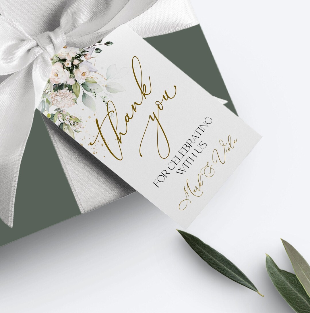 Favors Tag Template, Printable White Flowers Flowers Favors Tag ...