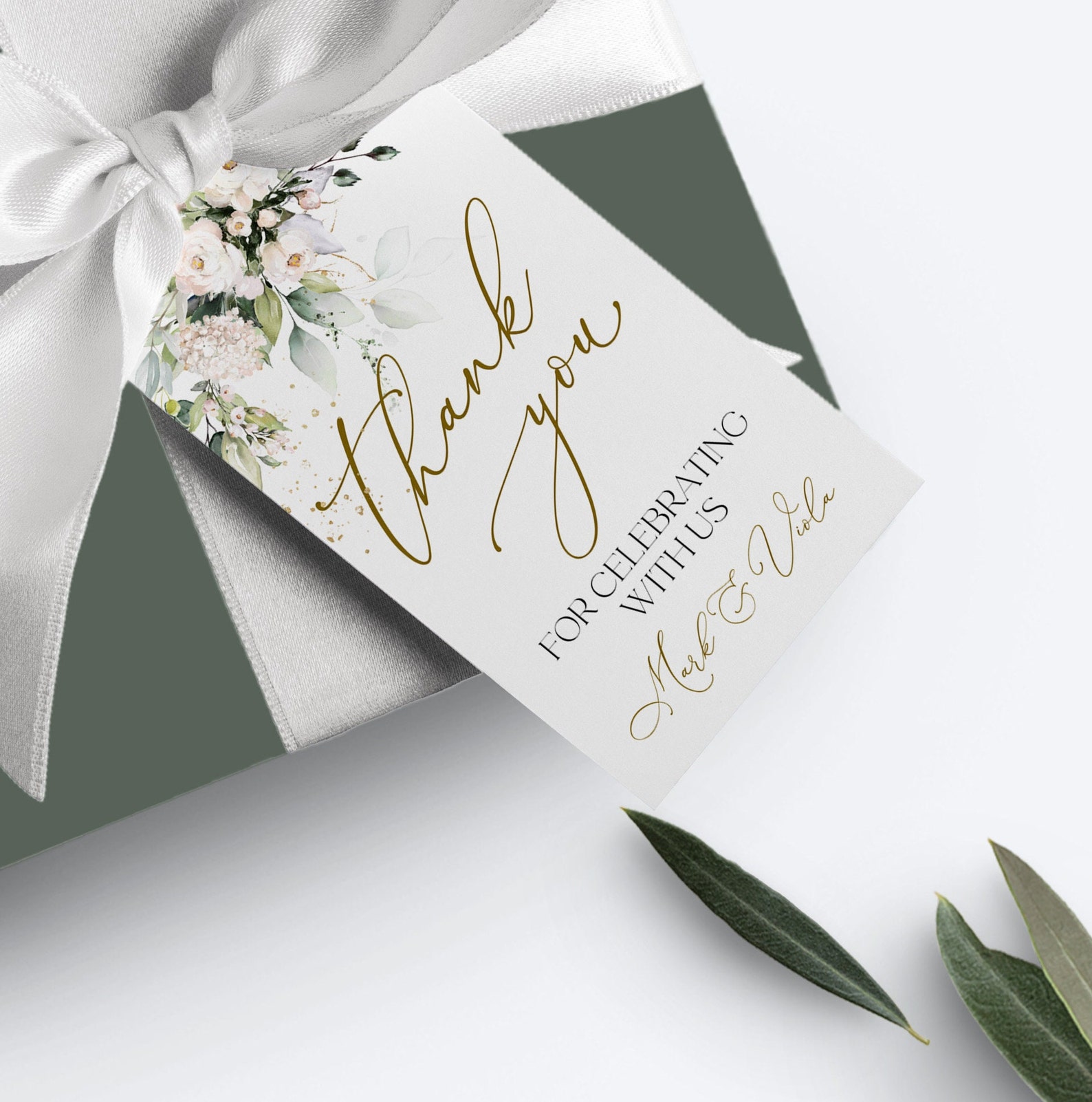 Favors Tag Template, Printable White Flowers Flowers Favors Tag ...