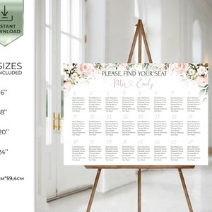 Pink Wedding Seating Chart, Blush Pink Seating Plan | Blush Pink ...
