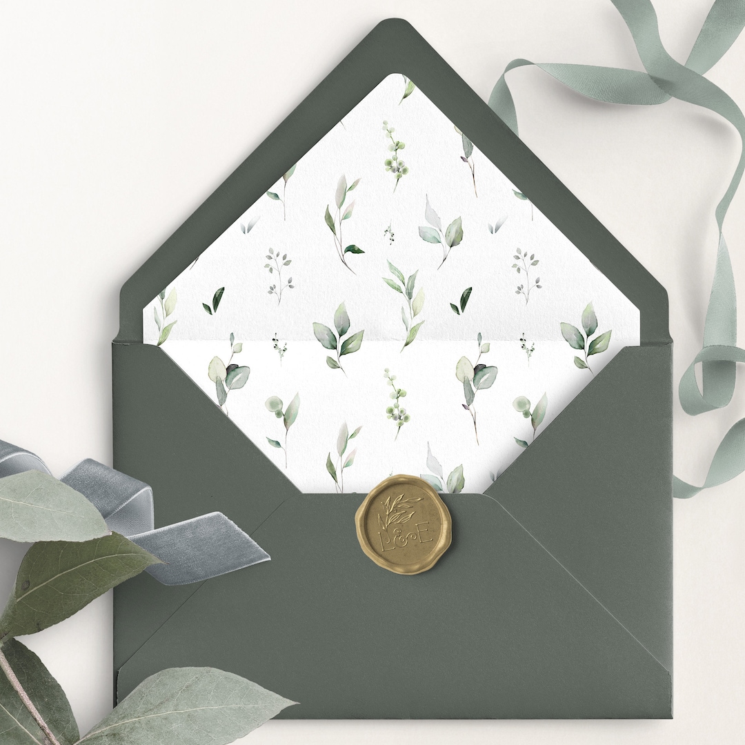 Nature Envelope Liner Template, Printable Greenery Eucalyptus Liner ...