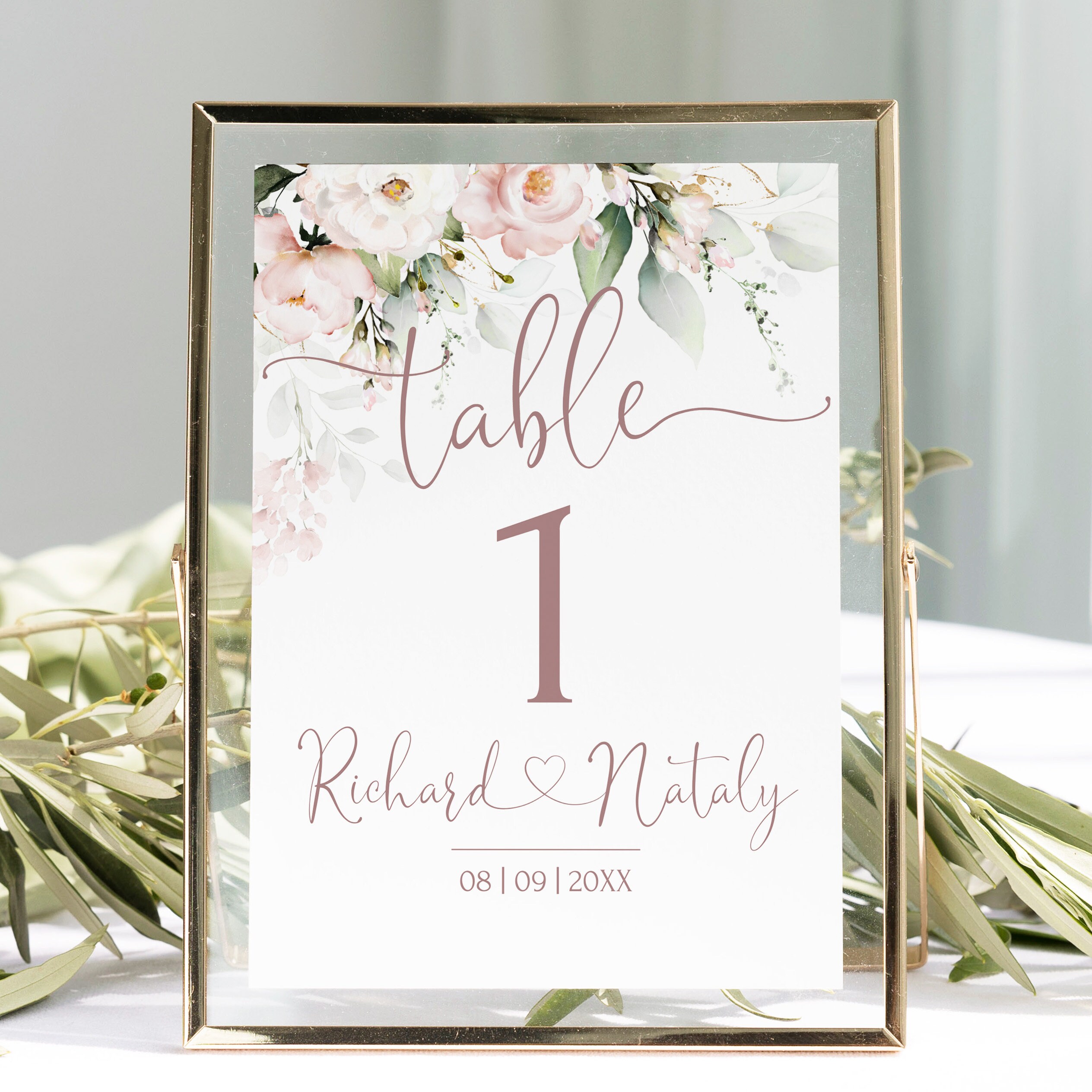 Soft Pink Table Numbers Template Printable Blus Pink Wedding - Etsy