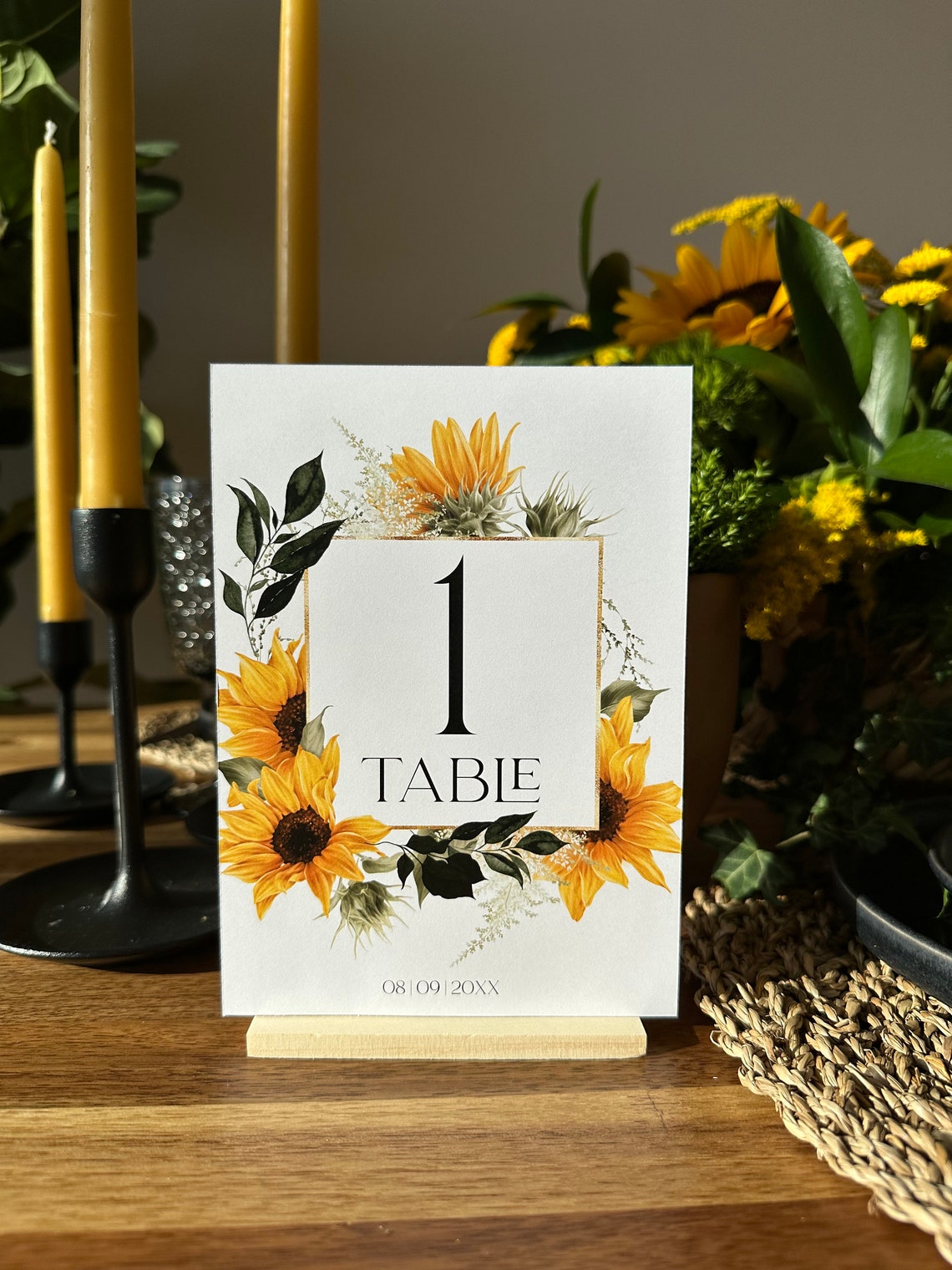 SUNFLOWER Table Numbers Template Printable Rustic Wedding - Etsy