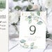 Sage Green Table Numbers Template | Printable Greenery Gold Wedding ...