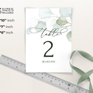 Table Numbers Template Printable Greenery Wedding Table - Etsy