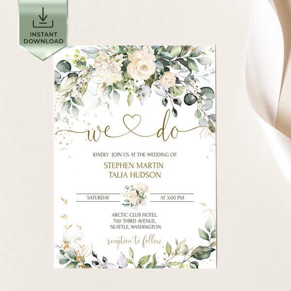 Printable We Do Wedding Invitation - Etsy