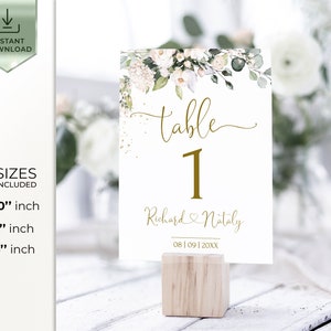 SAINT - Table Numbers Template, Printable Soft Pink Rose Table Numbers ...