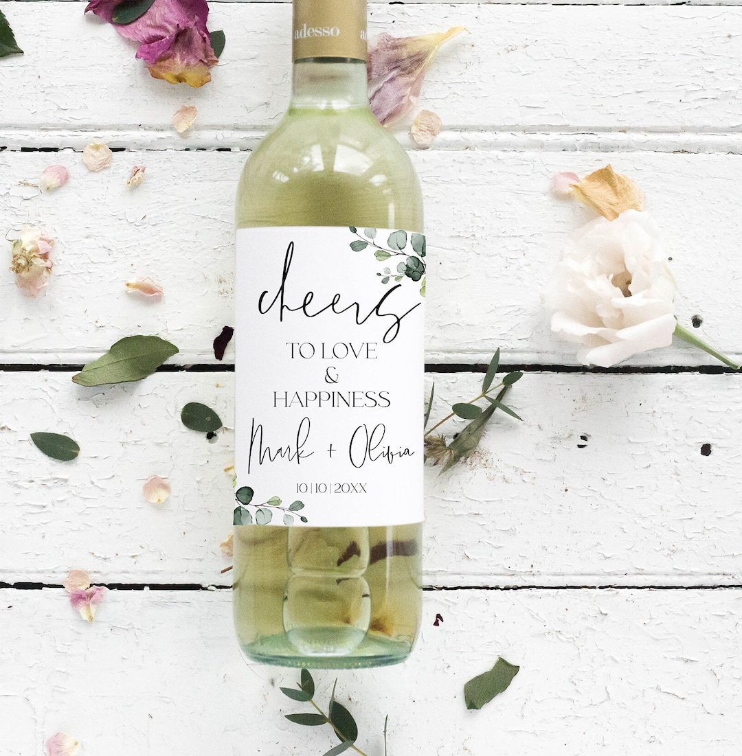 Minimalist Wine Bottle Label Template | Eucalyptus Printable Wine ...