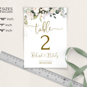 SAINT - Table Numbers Template, Printable Soft Pink Rose Table Numbers ...