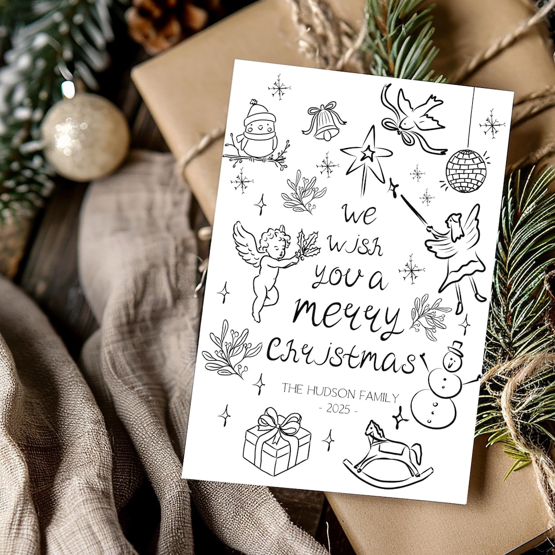 Hand Drawn Christmas Card Template Scribble Illustrations Christmas ...
