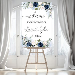 Royal Blue Floral Wedding Welcome Sign Template (digital Download) OTTO ...