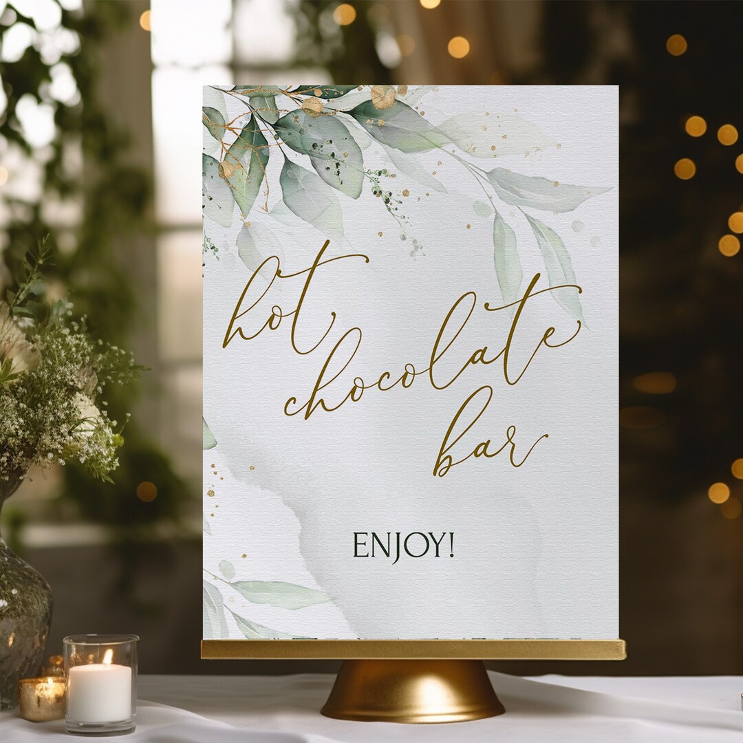 Hot Chocolate Bar Sign Template Sage Green Modern Eucalyptus - Etsy