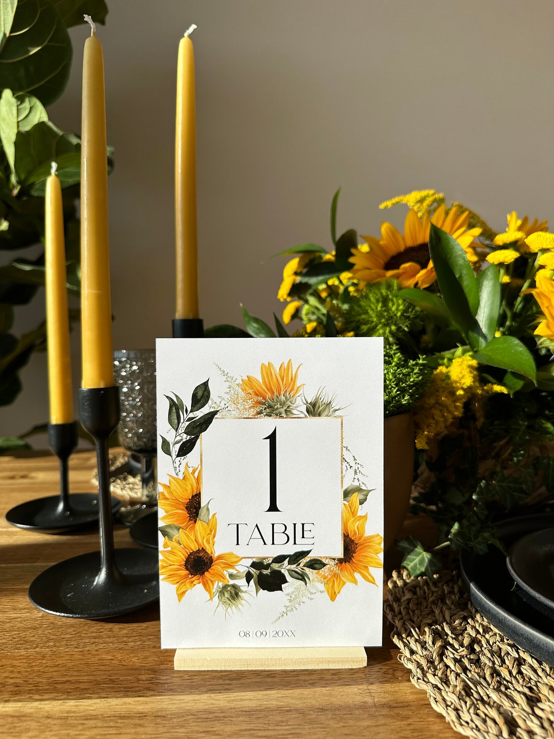 SUNFLOWER Table Numbers Template Printable Rustic Wedding - Etsy