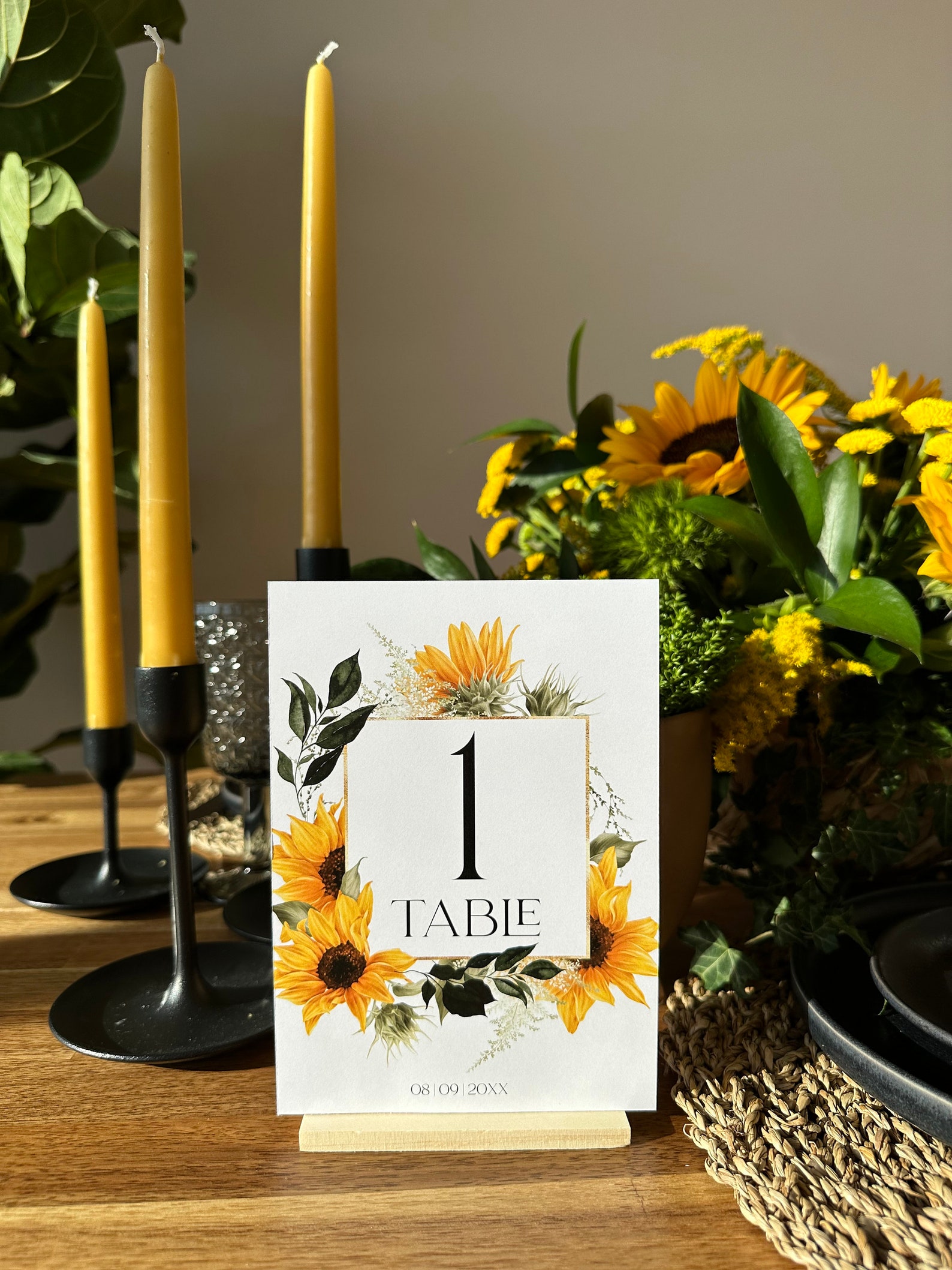 SUNFLOWER Table Numbers Template Printable Rustic Wedding - Etsy