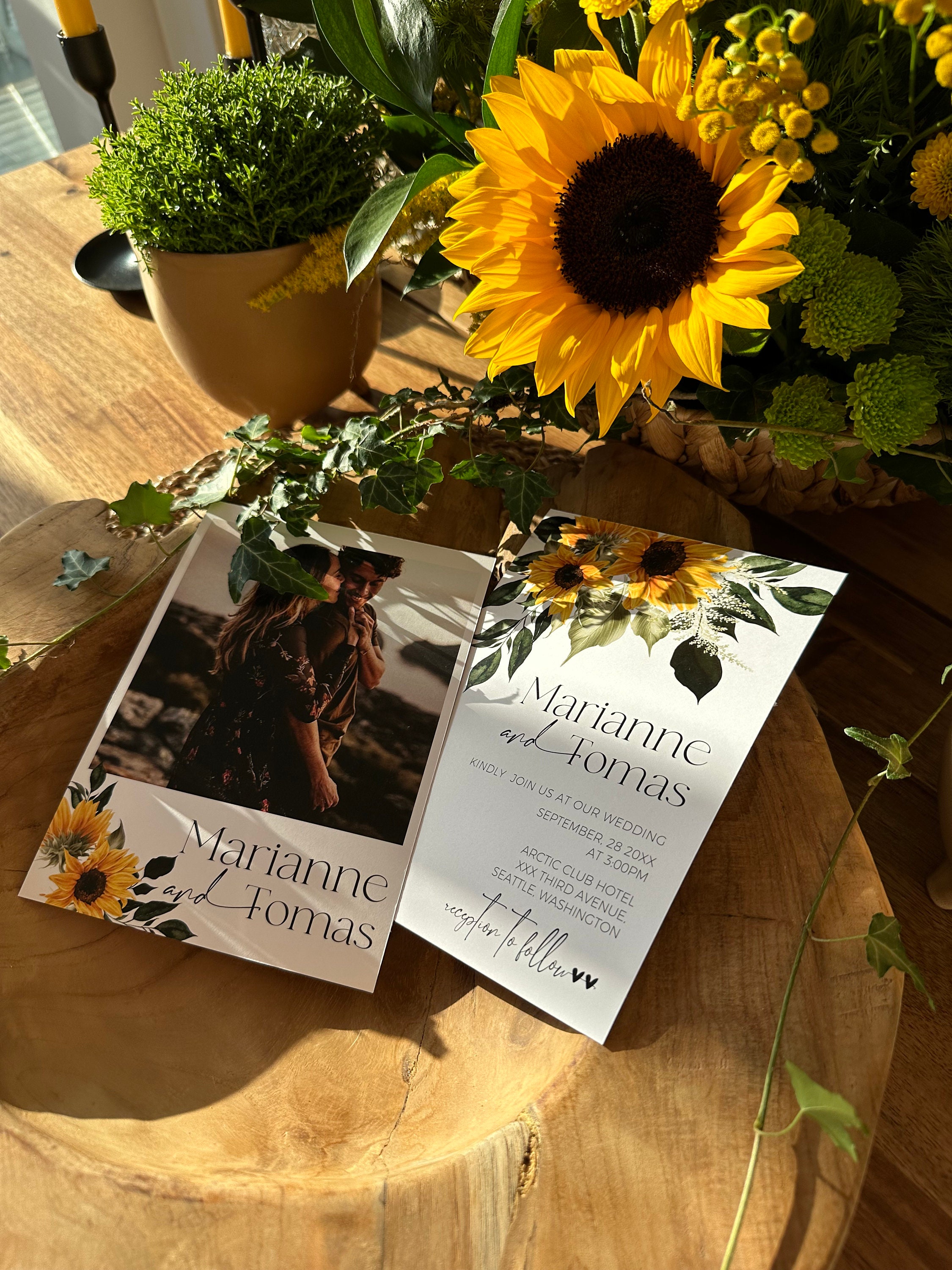 SUNFLOWER Wedding Invitation Template Rustic Printable - Etsy