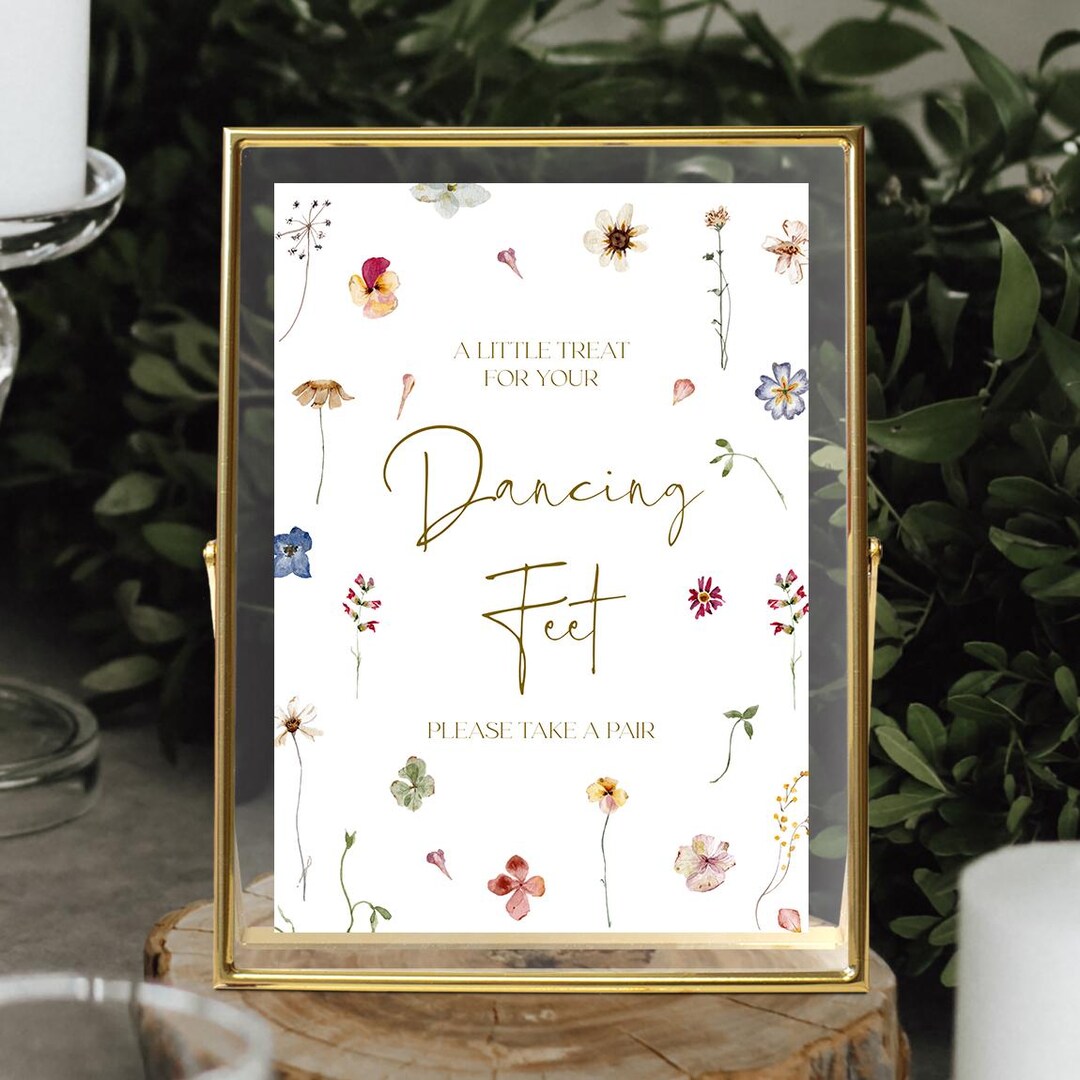Wildflower Dancing Feet Wedding Sign: Rustic Flip Flops (PDF) - Etsy
